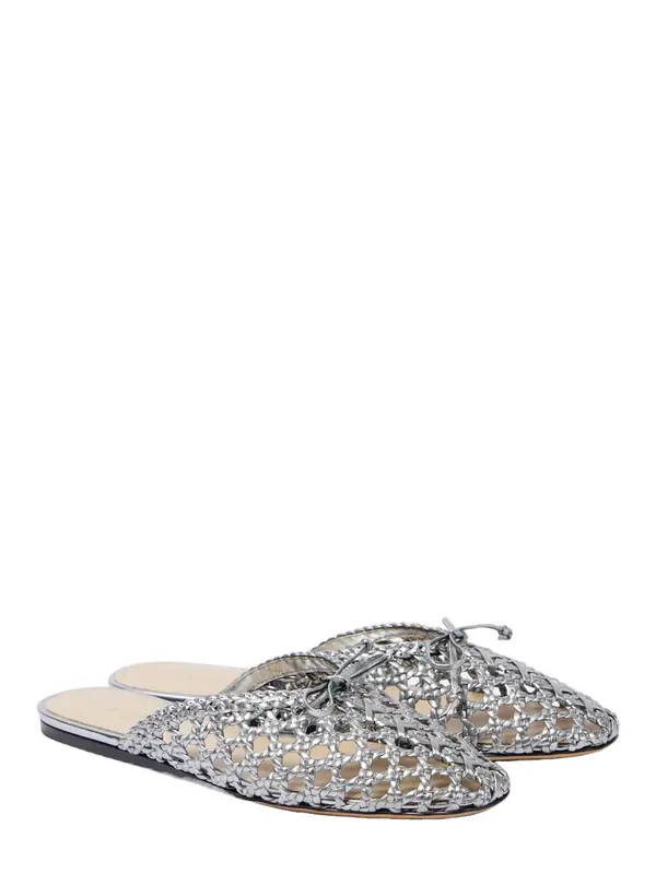 Le Monde Beryl Regency Woven Leather Mules - Silver
