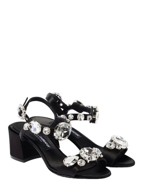 Dolce & Gabbana Keira 60 Embellished Satin Sandals - Black