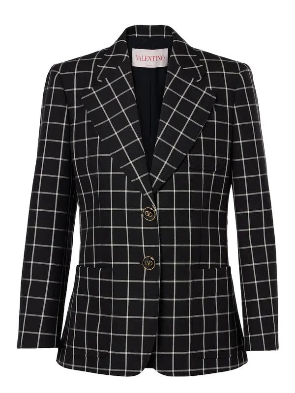 Valentino Garavani Checked Wool Jacket - Black