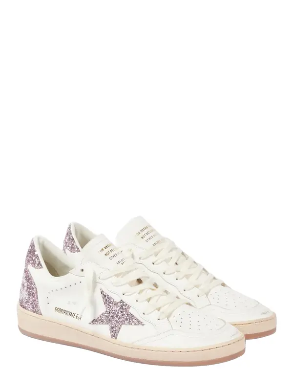 GOLDEN GOOSE Ball Star Glitter Leather Sneakers - White