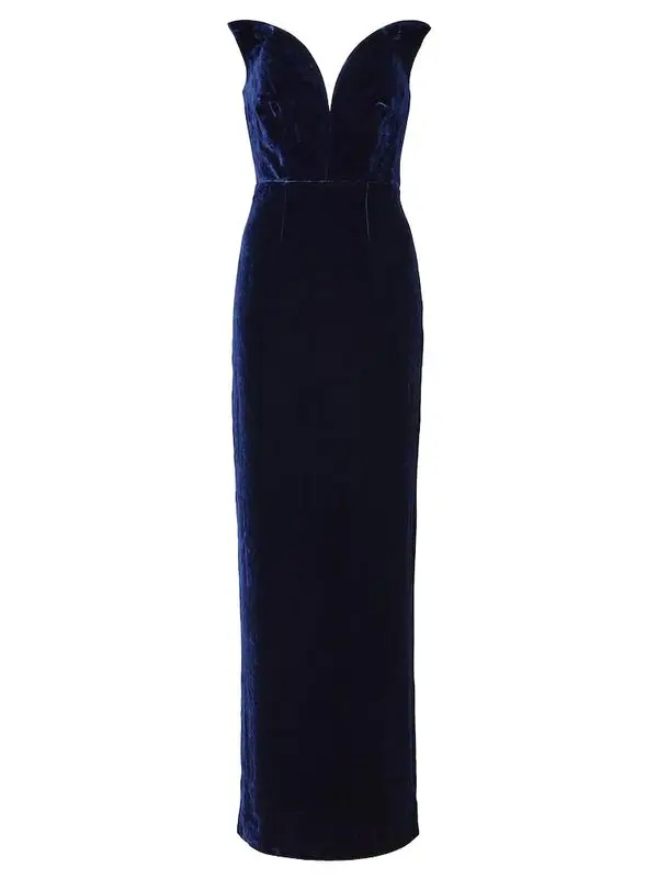 Roland Mouret Strapless Velvet Gown - Blue