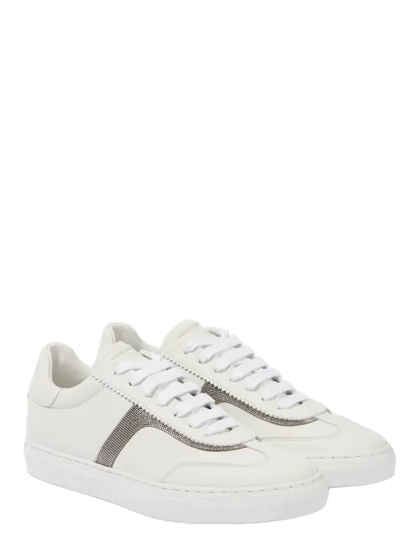 Brunello Cucinelli Monili Leather Sneakers - White