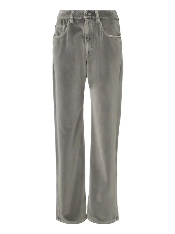 Brunello Cucinelli Velvet Straight-leg Pants - Grey