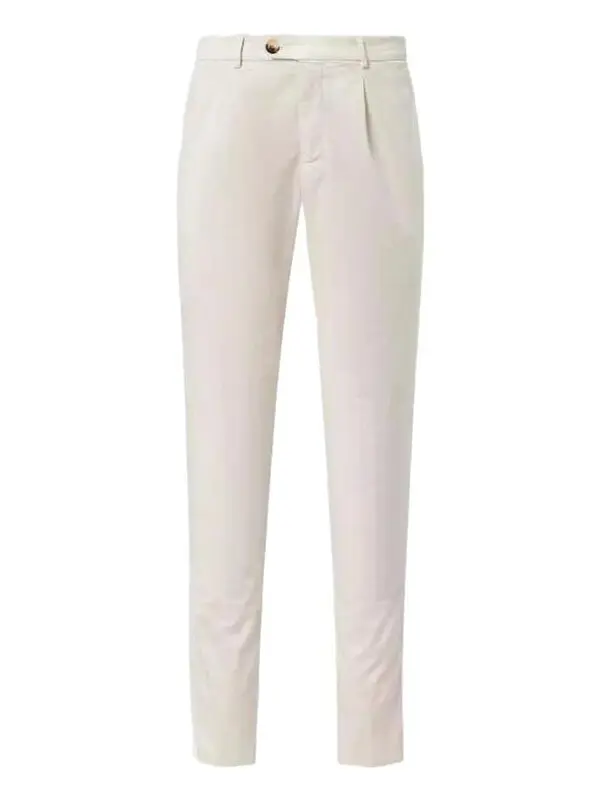 Brunello Cucinelli Cotton-blend Gabardine Slim Pants - White