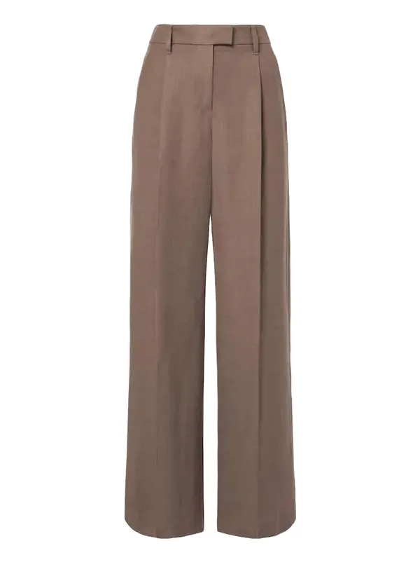 Brunello Cucinelli High-rise Wide-leg Pants - Brown