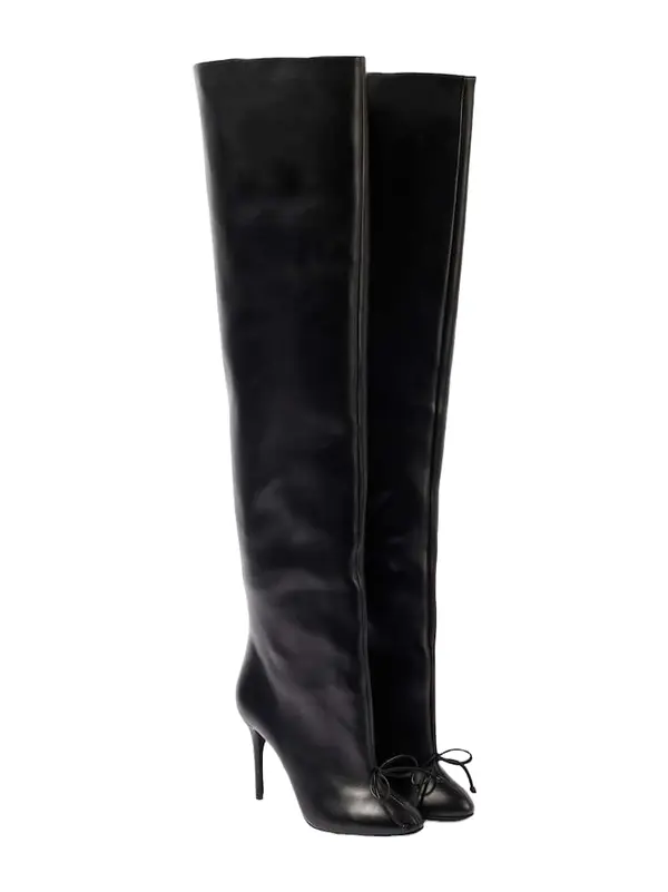 Alaïa Bow-detail Leather Over-the-knee Boots - Black