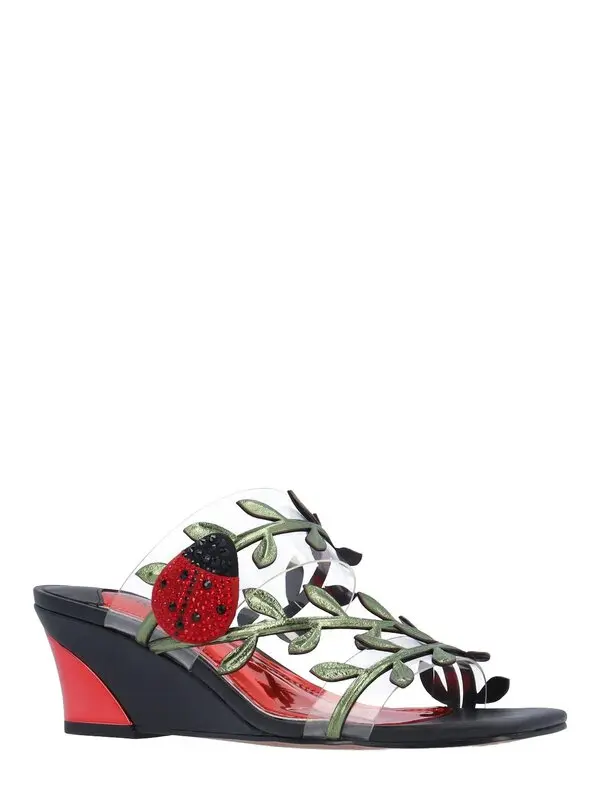 J. Reneé Coccinella Wedge Sandal - Clear/ Black/ Red