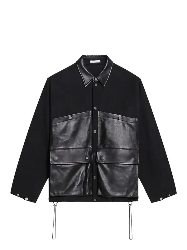 Helmut Lang Cotton And Leather Hunting Jacket - Blk