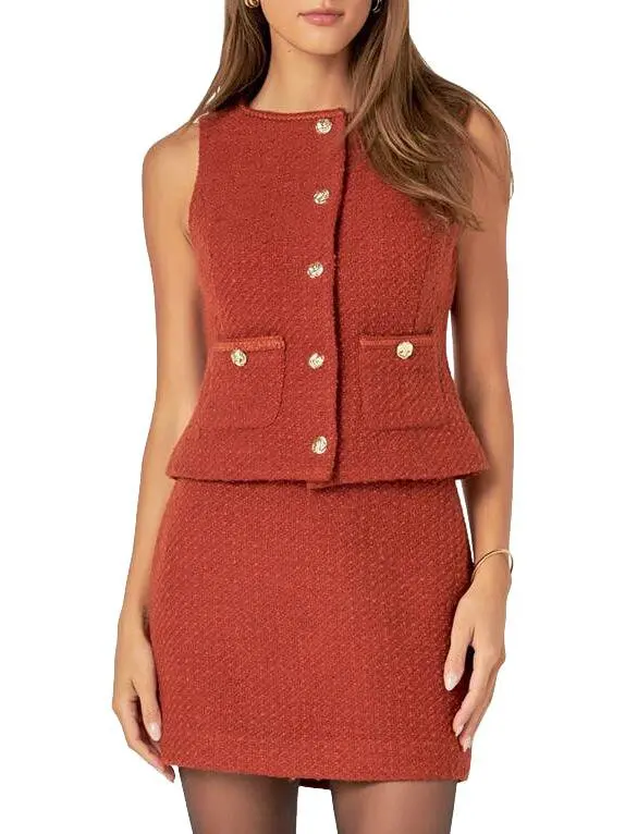 English Factory Crop Tweed Vest - Rust