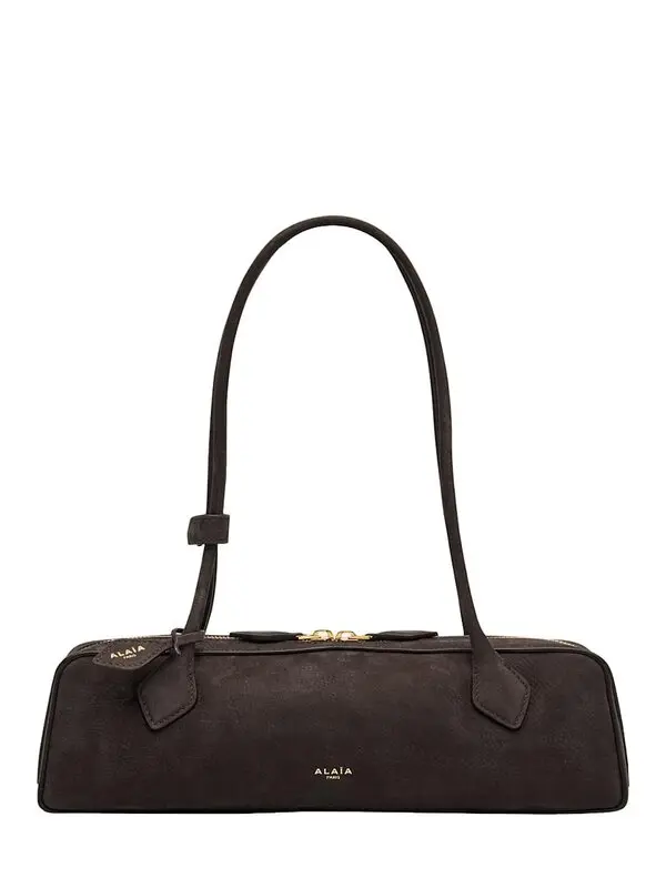 Alaïa Le Teckel Medium Suede Shoulder Bag - Anthracite