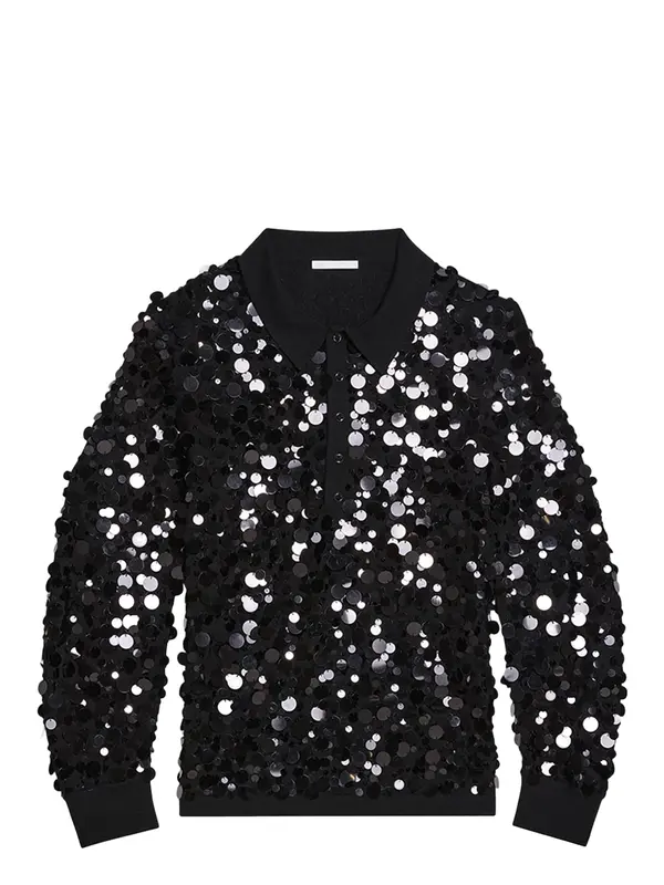 Helmut Lang Sequined Polo Sweater - Blk