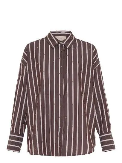THEO THE LABEL Echo Pearly Shirt - Koffee/gold