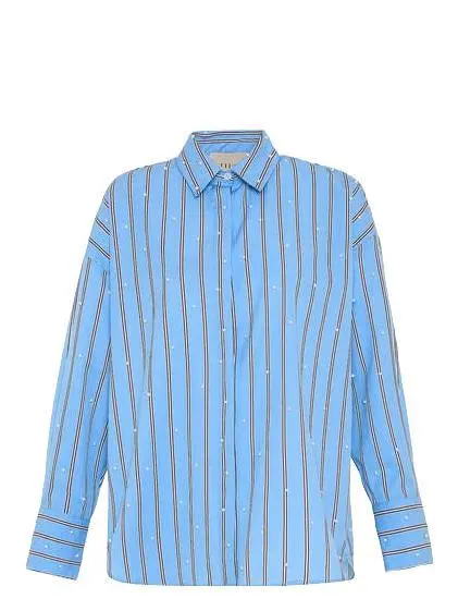 THEO THE LABEL Echo Pearly Shirt - Retro Blue/pearl