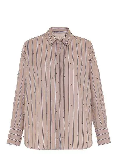 THEO THE LABEL Echo Pearly Shirt - Wheat/gunmetal