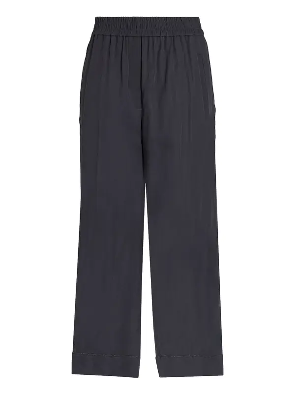 Brunello Cucinelli Cropped Embellished Cotton Track Pants - Charcoal