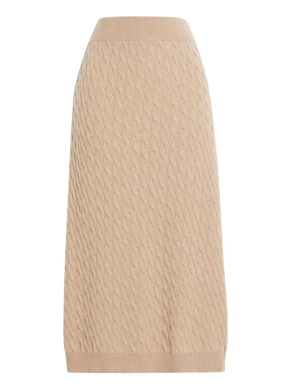 Brunello Cucinelli Cable-knit Cashmere Midi Skirt - Sand