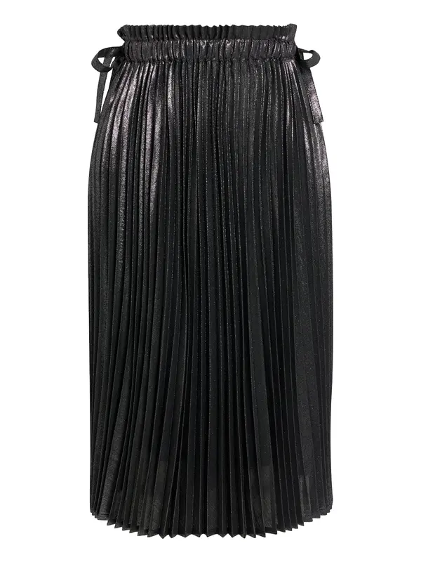 Brunello Cucinelli Metallic Pleated Woven Skirt - Dark Gray