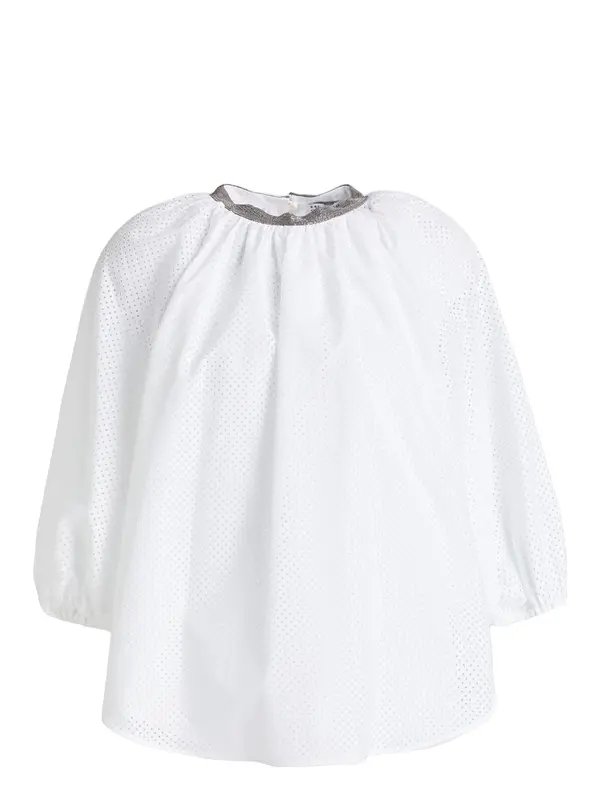 Brunello Cucinelli Bead-embellished Broderie Anglaise Top - White