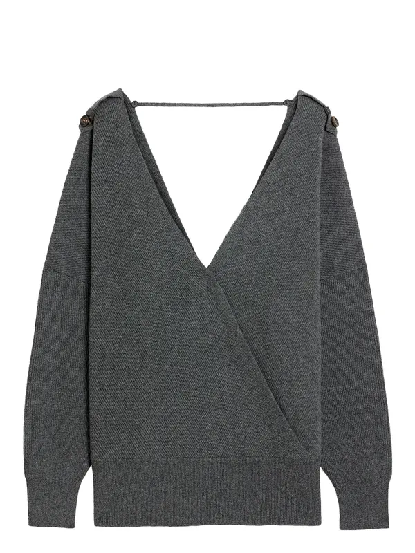 Brunello Cucinelli Bead-embellished Cashmere Sweater - Dark Gray