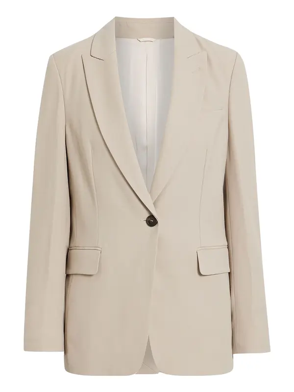 Brunello Cucinelli Bead-embellished Wool-blend Twill Blazer - Beige