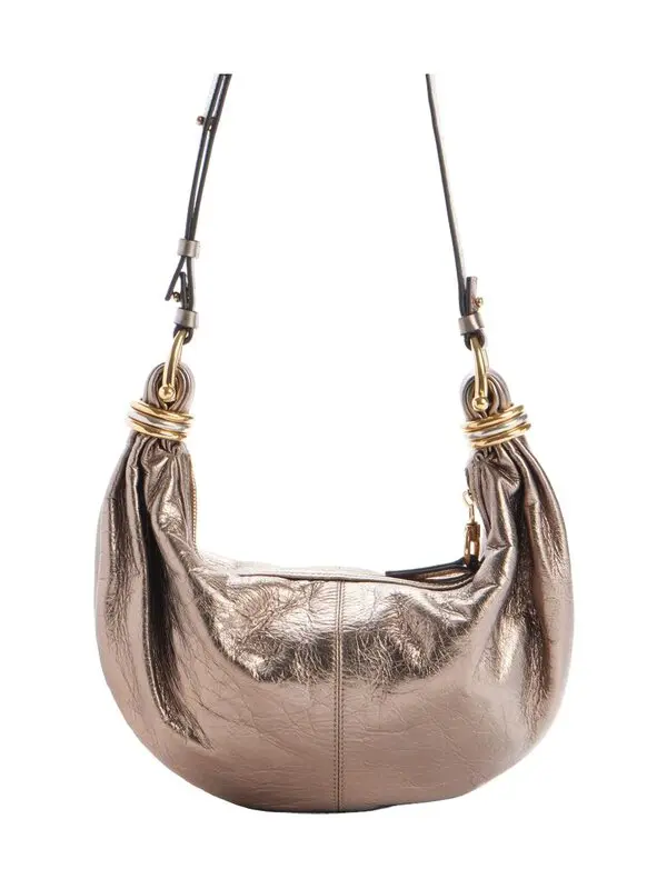 Chloé Bracelet Leather Hobo Bag - Shiny Grey