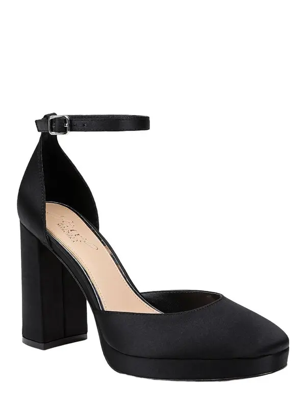 Badgley Mischka Stephanie Platform Pumps - Black Satin