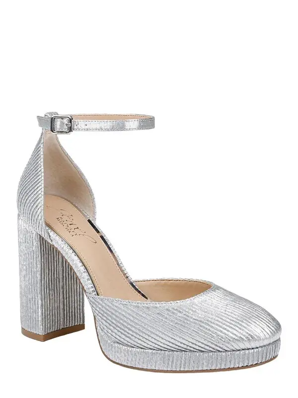 Badgley Mischka Stephanie Platform Pumps - Silver Fabric