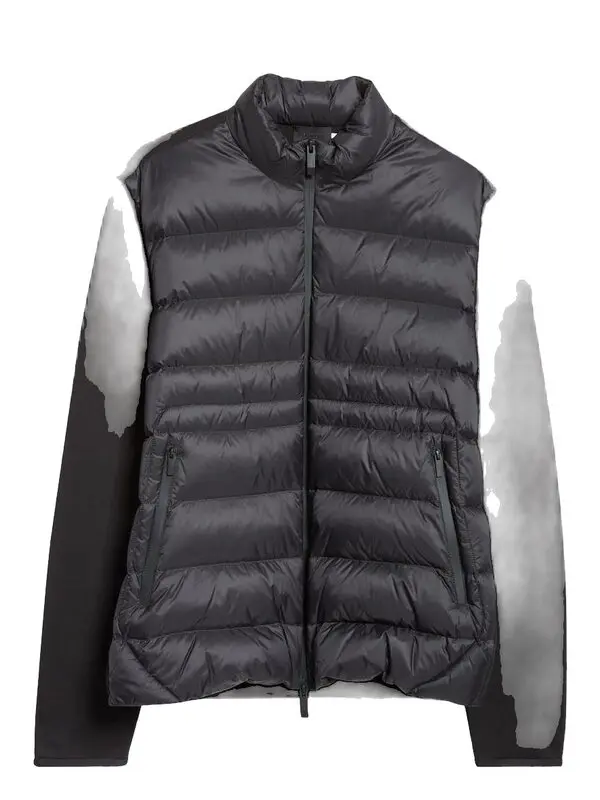 Moncler Quilted Down And Cotton Knit Zip Cardigan - Black