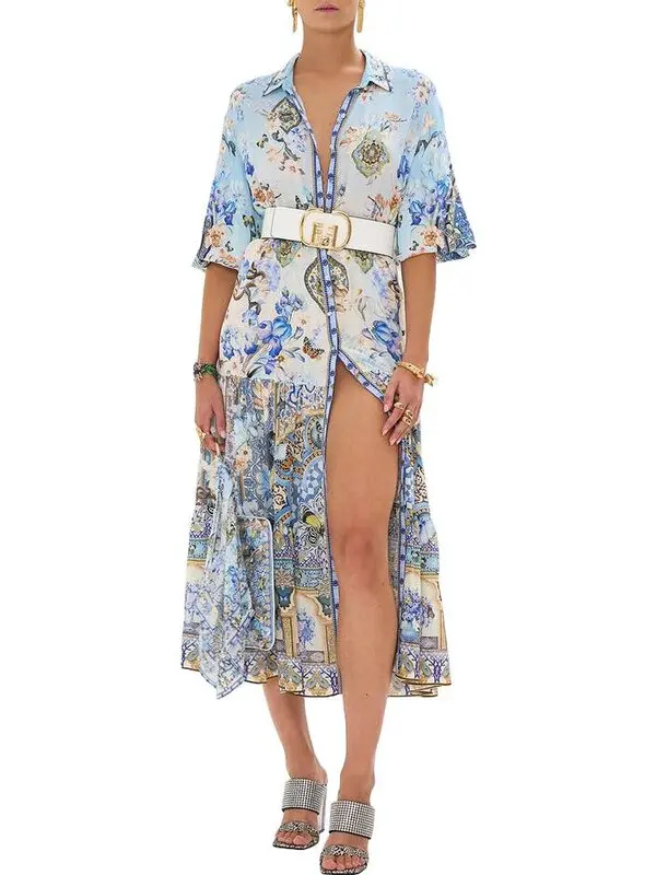 Camilla Tiered Long Shirt Dress - Al Manial Palace Memoirs