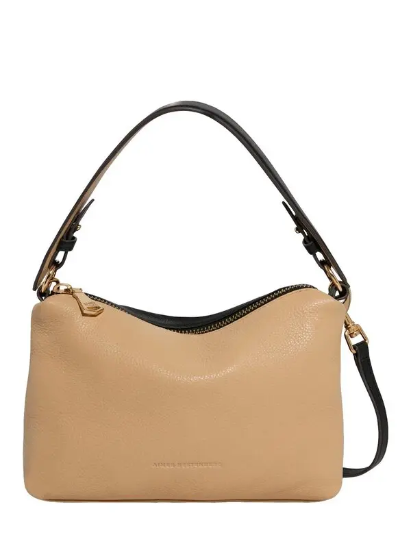 AIMEE Ava Convertible Leather Shoulder Bag - Camel/black
