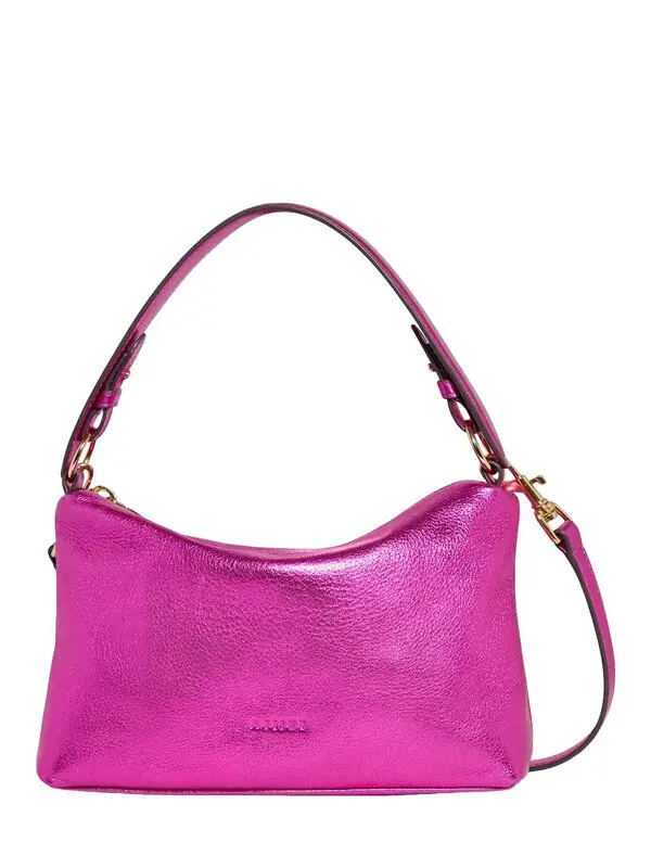 AIMEE Ava Convertible Leather Shoulder Bag - Metallic Power Pink
