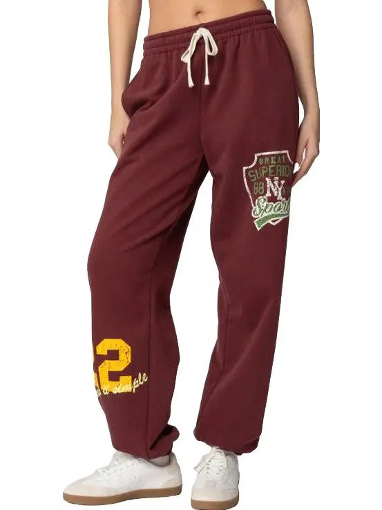 EDIKTED Bramty Oversize Sweatpants - Burgundy