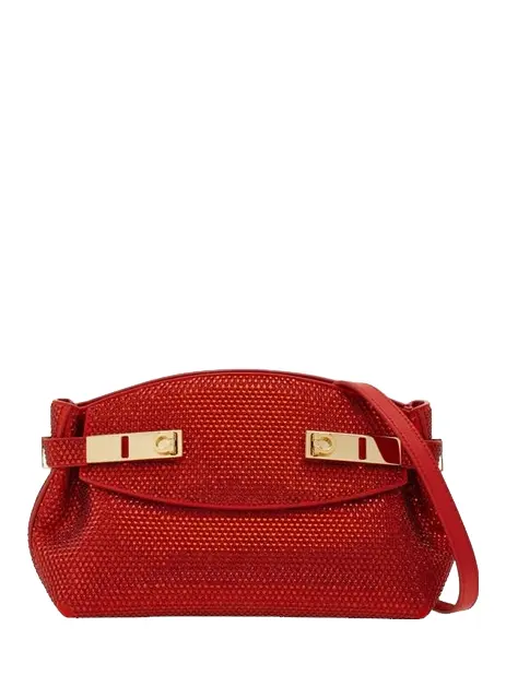 FERRAGAMO Hug Soft Crystals Crossbody Bag - Red
