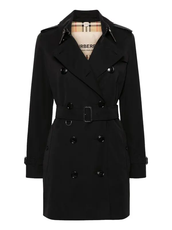 Burberry Kensington Cotton Gabardine Trench Coat - Black