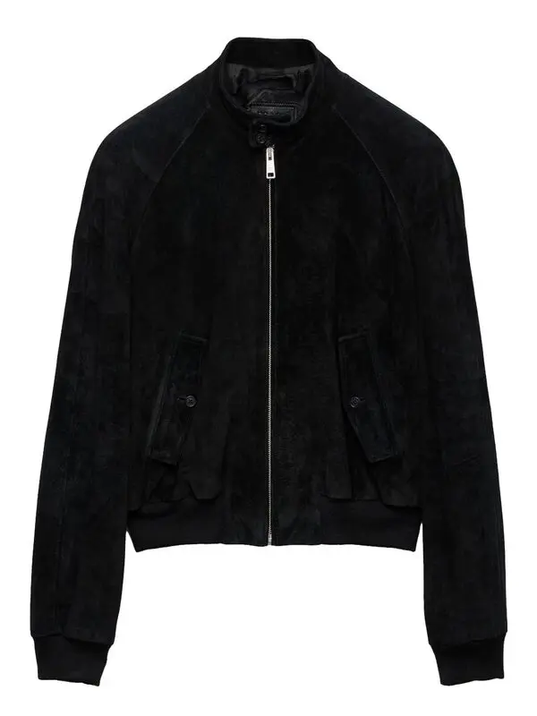 Prada Suede Bomber Jacket - Black