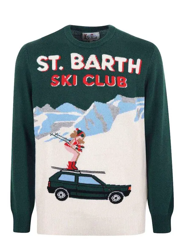 MC2 SAINT BARTH Sweater - Verde Inglese/panna