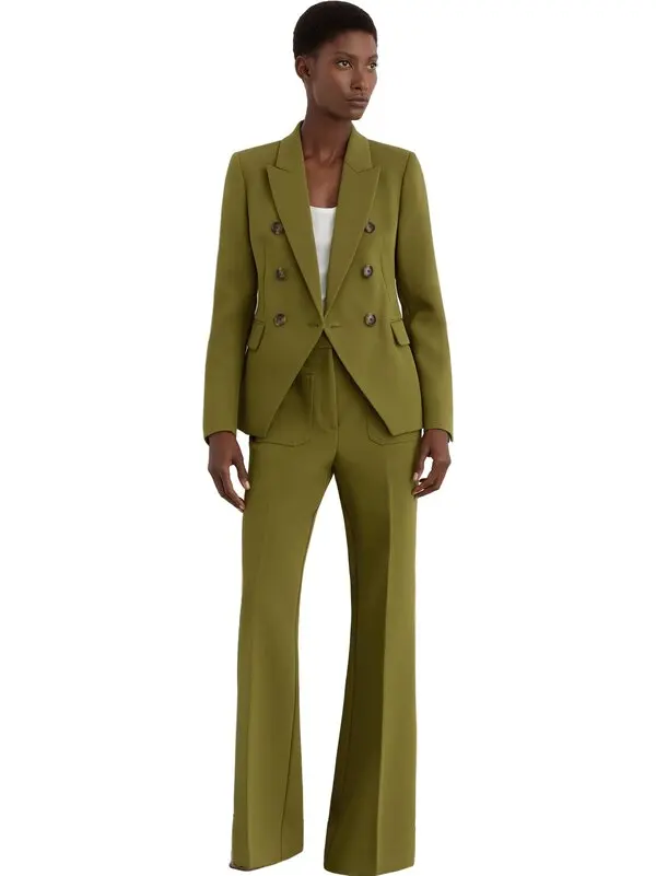 REISS Priya Twill High-rise Flared Trousers - Chartreuse Green