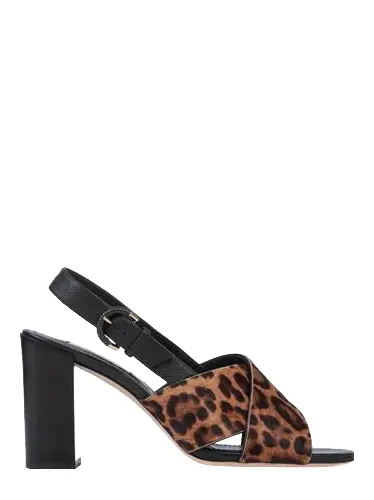 TOD'S Leopard-print Calf Hair Slingback Sandals - Brown
