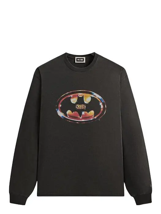 Kith X Batman Logo Vintage Long Sleeve Tee Shirt - Black