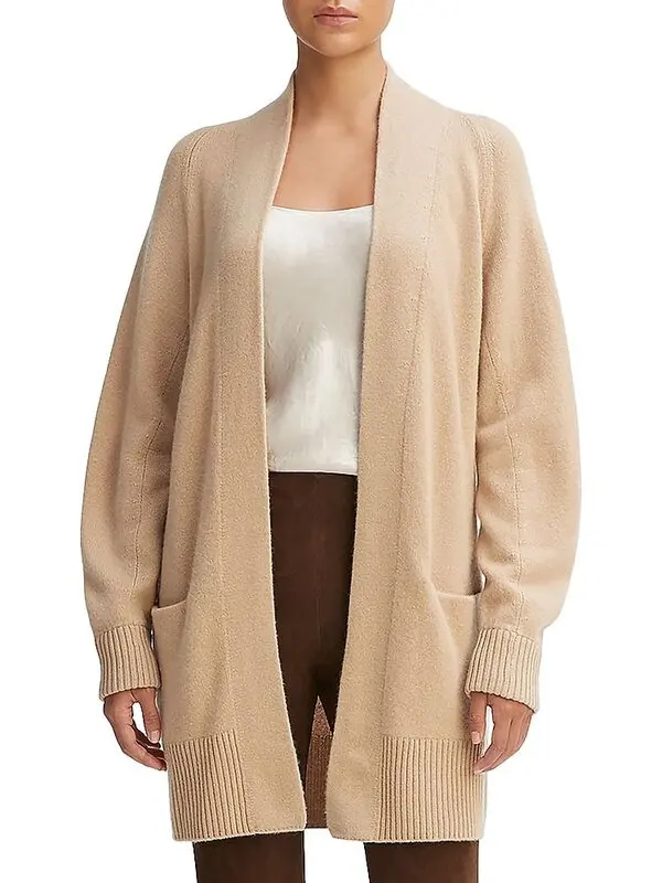 Vince Cashmere Open Front Cardigan Sweater - Camel