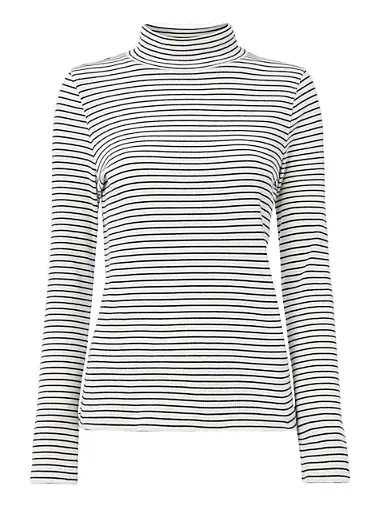 Whistles Stripe-pattern High-neck Stretch-cotton Jumper - Cream