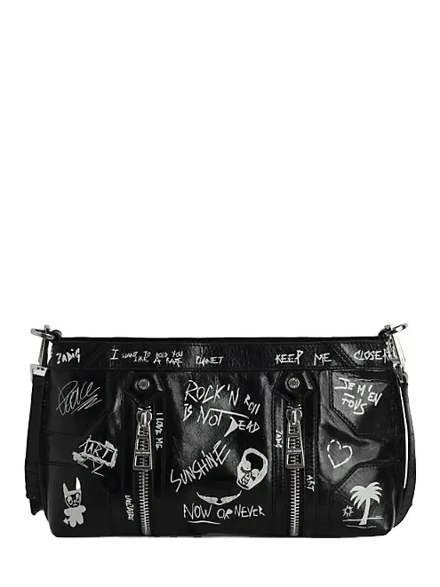 Zadig&Voltaire Slogan-print Leather Shoulder Bag - Noir