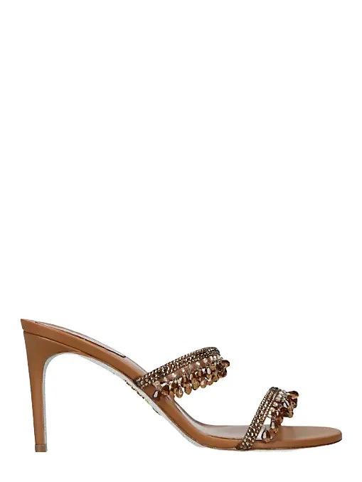 Rene Caovilla Chandelier 80 Jewel-embellished Heeled Leather Sandals - Brown