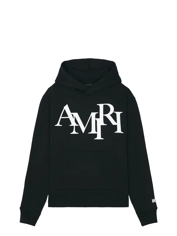 Amiri Staggered Logo Hoodie - Black