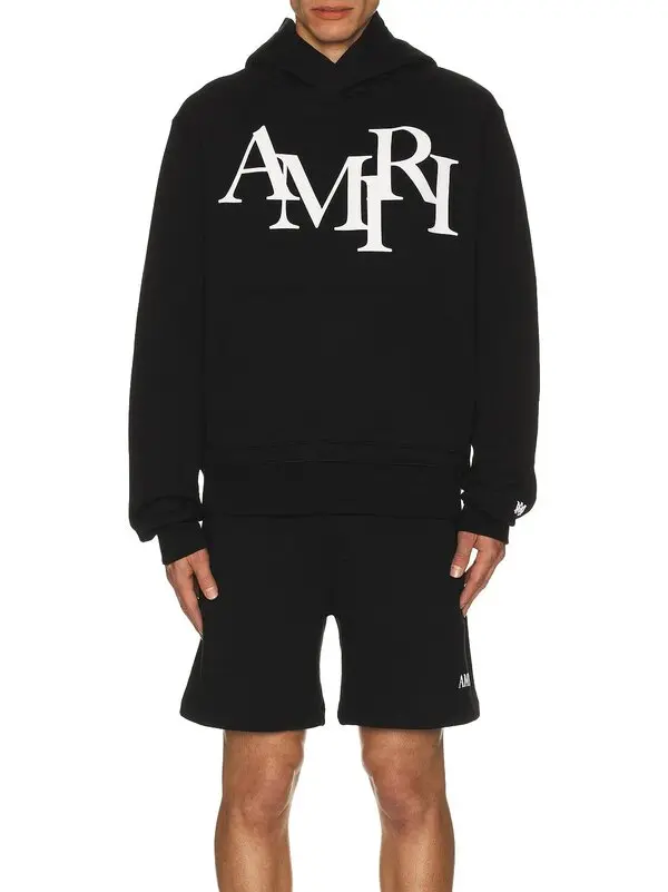 Amiri Staggered Logo Hoodie - Black