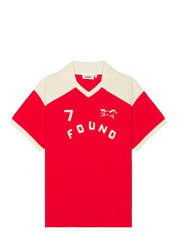 FOUND Goji Collar Print Jersey - Red