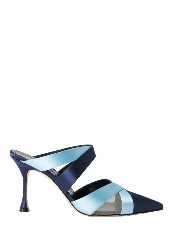 Manolo Blahnik Oyounak Gala Rial 90 Two-tone Satin Mules - Blue