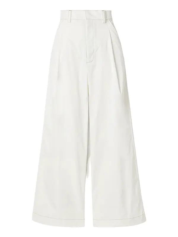 KIKA VARGAS Olympe Pleated Wide-leg Pants - White
