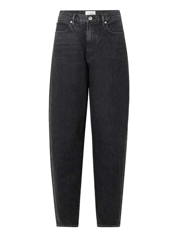 FRAME The Narrow Peg High-rise Tapered Jeans - Black