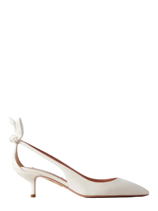 AQUAZZURA Bow Tie 50 Leather Pumps - White